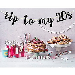 Rip to My 20s Banner Black Glitter,Funeral for My Youth, RIP Twenties Birthday Banner, Death to 20s Birthday Party, 30th Birthday Party Decor