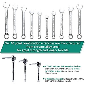 Towallmark 213 Piece Mechanic Tool Set and Socket Wrench Set, SAE and Metric Household Hand Tool Kit, Cr-V Constructed, Home/Auto Repair Tool Sets with Storage Case
