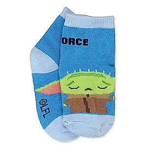 Disney Star Wars Mandalorian Baby Yoda Infant 6 Pack Quarter Socks (18-24 Months, Blue)