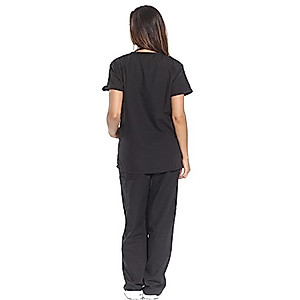 Just Love Women's Scrub Sets Six Pocket Medical Scrubs (V-Neck With Cargo Pant), Black, Medium