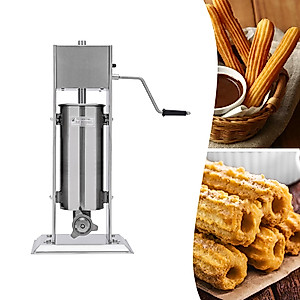 Manual Churros Machine, Commercial Manual 5L Latin Fruit Machine, 4 Nozzles Vertical Stainless Steel Manual Donut Churrera Churro Maker Machine for Home Restaurants Bakeries Cafeterias