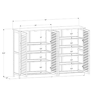 MoNiBloom Bamboo Shoe Storage Cabinet Shelf Stand with 2 Double Shutter Doors for 26-30 Pairs Entryway Hallway Living Room Bedroom, Natural