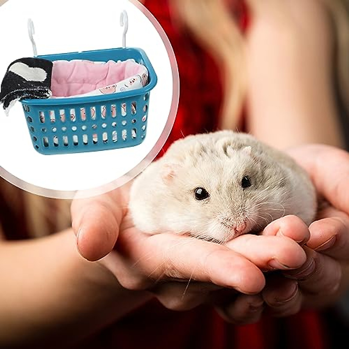 PATKAW Hamster Hammock Small Rat Hammock Winter Warm Hanging Basket Bed with Removable Cushion Blanket Hamster Cage Accessories for Guinea Pig Chinchilla Ferret Hamster Hanging Hammock