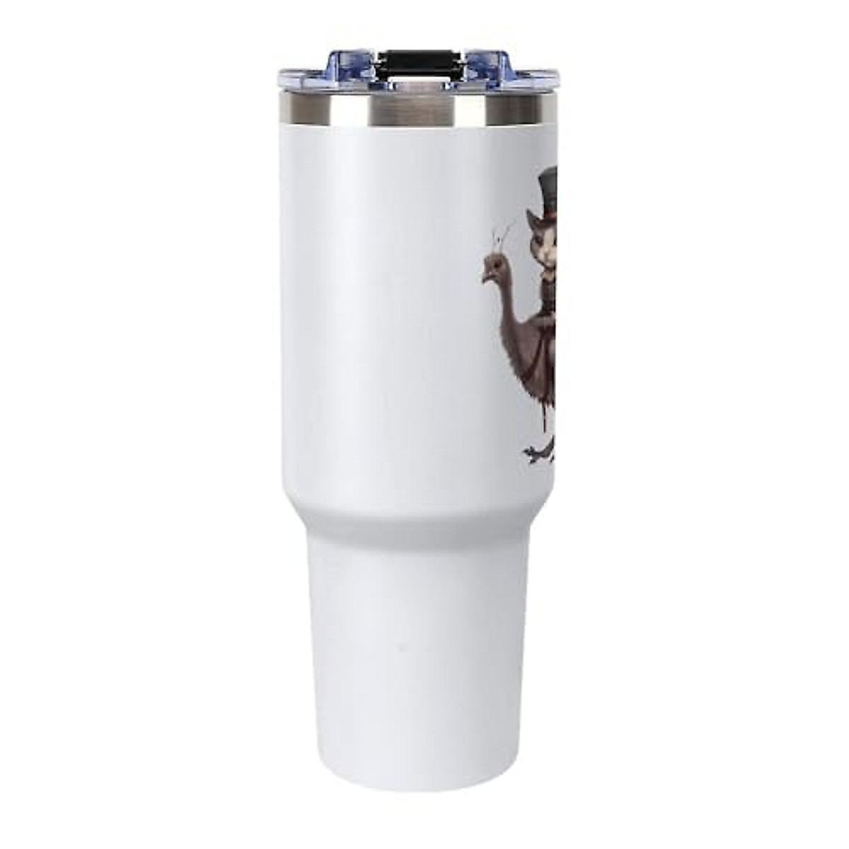 Pilgrim Cat on Turkey Insulated Tumbler with Lid And Straw Stainless Steel Travel Coffee Mug 40oz Light Rose Red-style