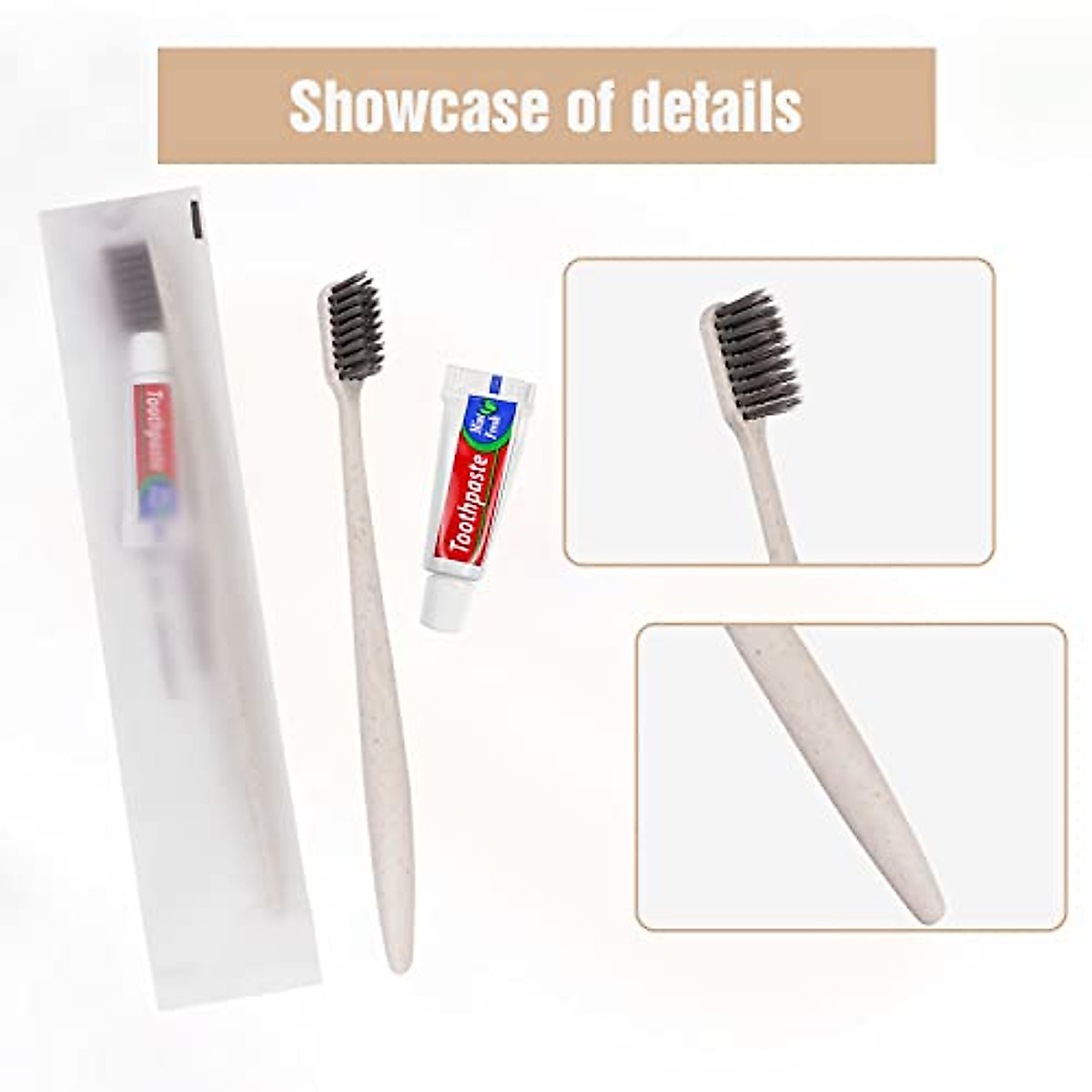 Xuezoioy Disposable Toothbrushes with Toothpaste,30 Pack Apricot Individually Wrapped Disposable Travel Toothbrushes Kit in Bulk for Homeless,Nursing Home,Hotel,Charity