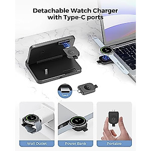 Charging Station for Samsung 3 in 1 Foldable Wireless Charger Fast Charger Dock Stand for Galaxy Z Fold 4/3, Z Flip 5/4/3, S23/S22/S21/S20, Note20/10 Ultra, Watch 5 Pro/5/4/3/Active, Buds+/2/Pro/Live