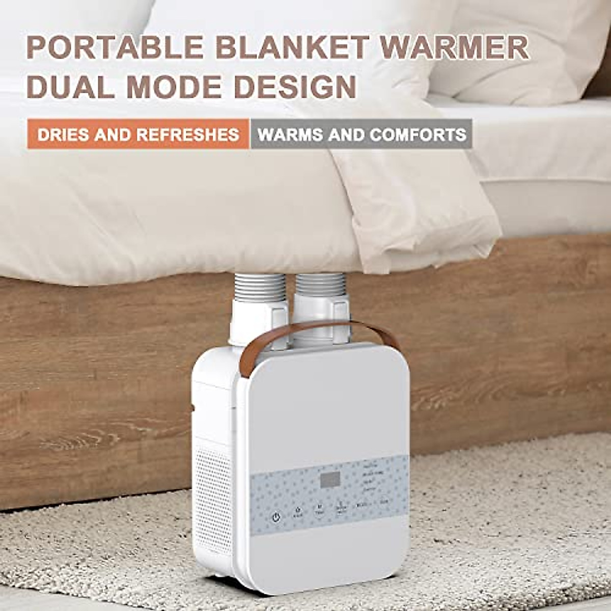 MORFY Portable Blanket Warmer, Double Nozzle Bed Warmer for Warming Bed, Blanket Warmer with Shoe Dryer Attachment, LCD Touch Double Mode Design