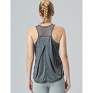 5 Pack Women's Workout Tops, Athletic Racerback Tank Tops for Women, Mesh Sleeveless Shirts Yoga for Gym Running (Set 3, Small)
