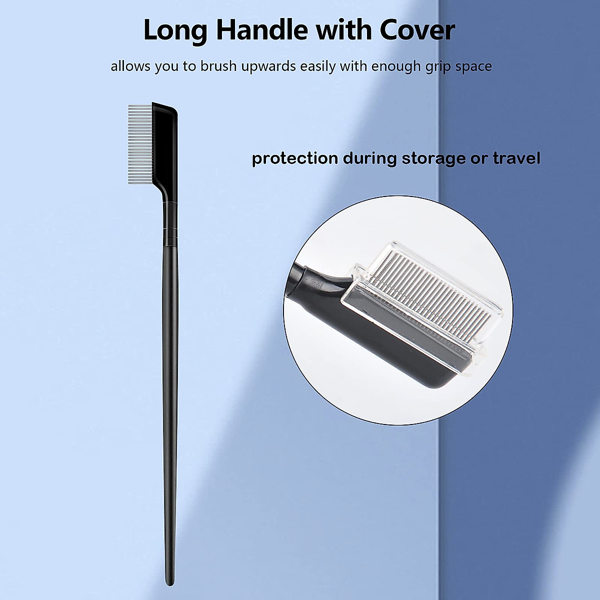 Eyelash Comb Dust2oasis Eyelash Separator Curler 2 Pcs, Eyelash Brush with Metal Teeth Mascara Separated Lash Comb, Eyebrow Brush Comb -Black