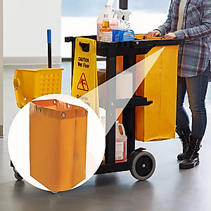 Replacement Janitorial Cart Bag, Waterproof High Capacity Cleaning Cart Bag, Thickened Housekeeping Cart Cleaning Bags for Housekeepers Commercial Janitor Cart Bag, Yellow