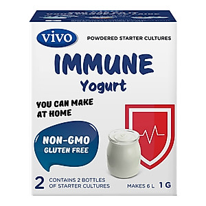 VIVO Immune Yogurt Starter/Natural (5 Boxes) Makes up to 30 quarts of Yogurt