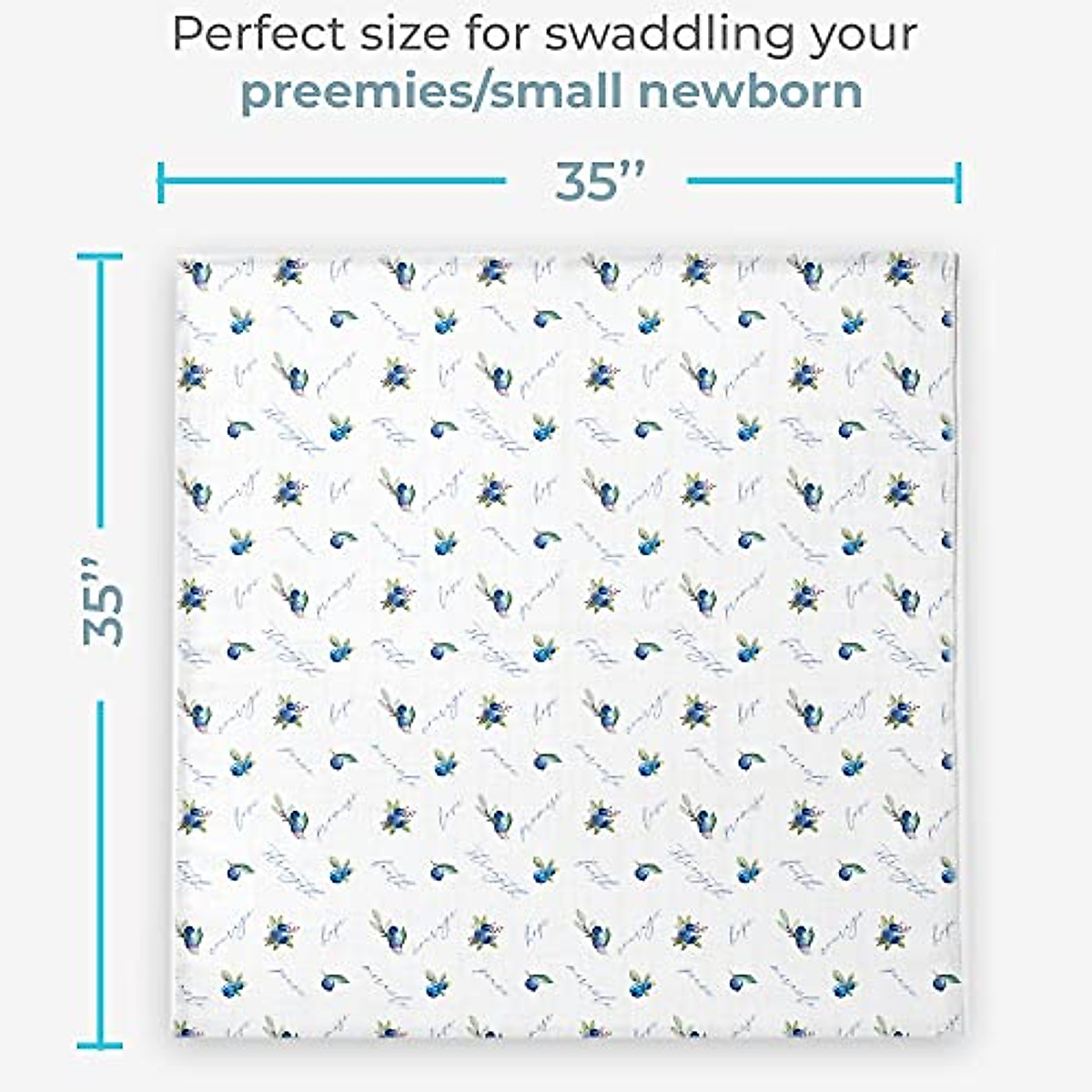 Mila Preemie Boutique Preemie Swaddle (35” x 35”) - Bamboo & Cotton Muslin Swaddle Blanket - Soft Preemie Swaddle Blanket - Neutral Preemie Swaddle Wrap for Small Newborn - Great Gift for Moms…