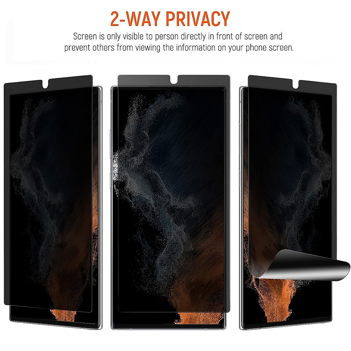 Galaxy S22 Ultra Privacy Screen Protector, [Case Friendly] [Support Fingerprint Unlock] Soft Film for Samsung Galaxy S22 Ultra 5G (6.8"), Full Adhesive, Anti-Scratch, 3D Curve Fit, Touch Sensitive