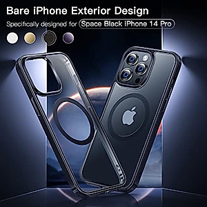 Alphex Official Color Match for iPhone 14 Pro Case, Compatible with MagSafe, 8FT Military Grade Shockproof Matte Slim Phone Cover Women Men 6.1 inch,Space Black