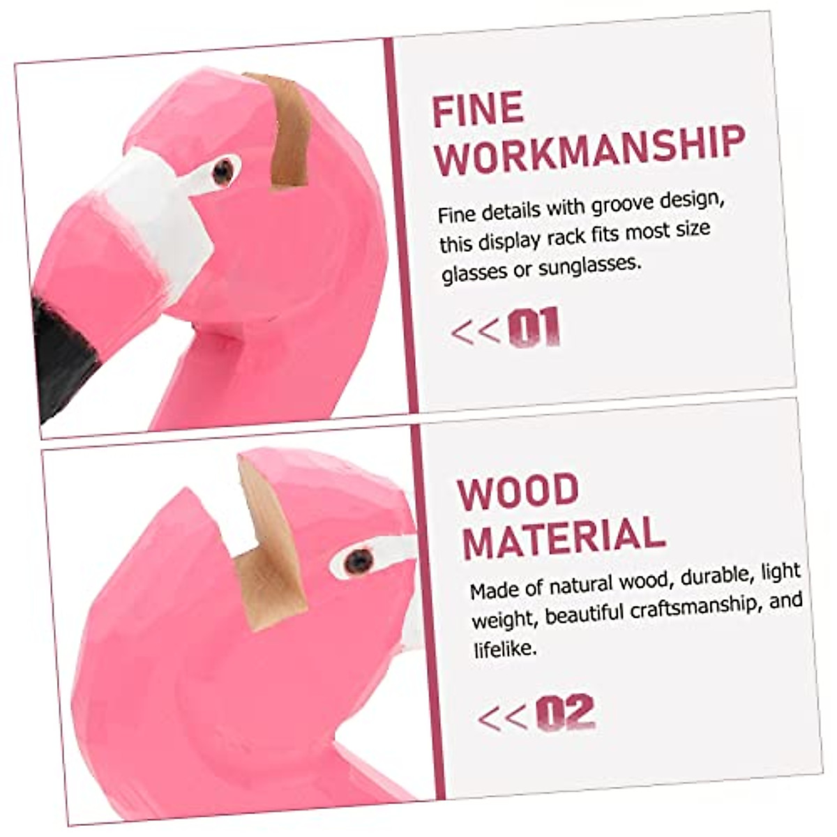 STOBOK 4pcs Décor Display Wood Retainer Spectacle for Carving Nightstand Adorable Glasses Eye Eyeglasses Stand Holder Sunglasses Ornament Rack Animal-shape Eyeglass Storage Flamingo