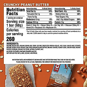 Clif Bar - Crunchy Peanut Butter - Made with Organic Oats - 11g Protein - Non-GMO - Plant Based - Energy Bars - 2.4 oz. (18 Pack)
