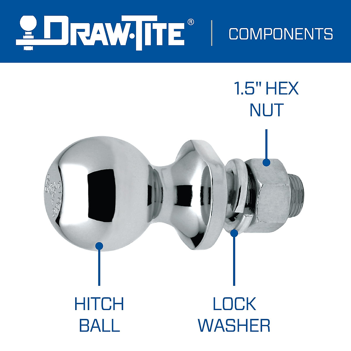 Tow Ready Reese 63816 Class I Hitch Ball, Chrome - 1-7/8" Ball x 1" x 2-1/8", 2,000 lbs.