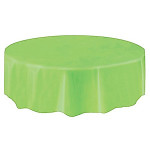 Unique Round Plastic Table Cover, 84", Lime Green