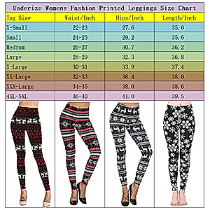 Uaderize Womens Ultra Soft Brushed Christmas Leggings Pants Reindeer Black and White L