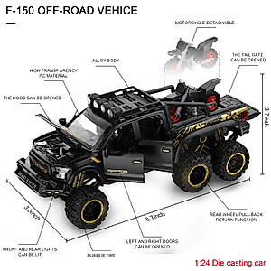 Diecast Pickup Truck Toy F150 Zinc Alloy Metal Model Car 1:24 Scale for Kids Toy Gift (Black)