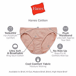 Hanes Women's Plus Size Cotton Underwear, 6 Pack-Brief Assorted, 7