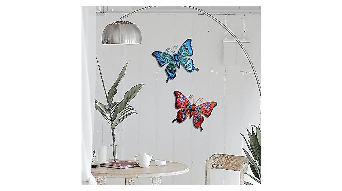 Vibrant Metal Glass Butterfly Wall Decor for Home & Garden