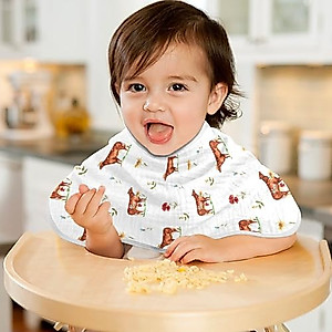 vvfelixl Muslin Burp Cloths Cows Wildflowers Baby Washcloths for Baby Girl Boys 2 Pack White