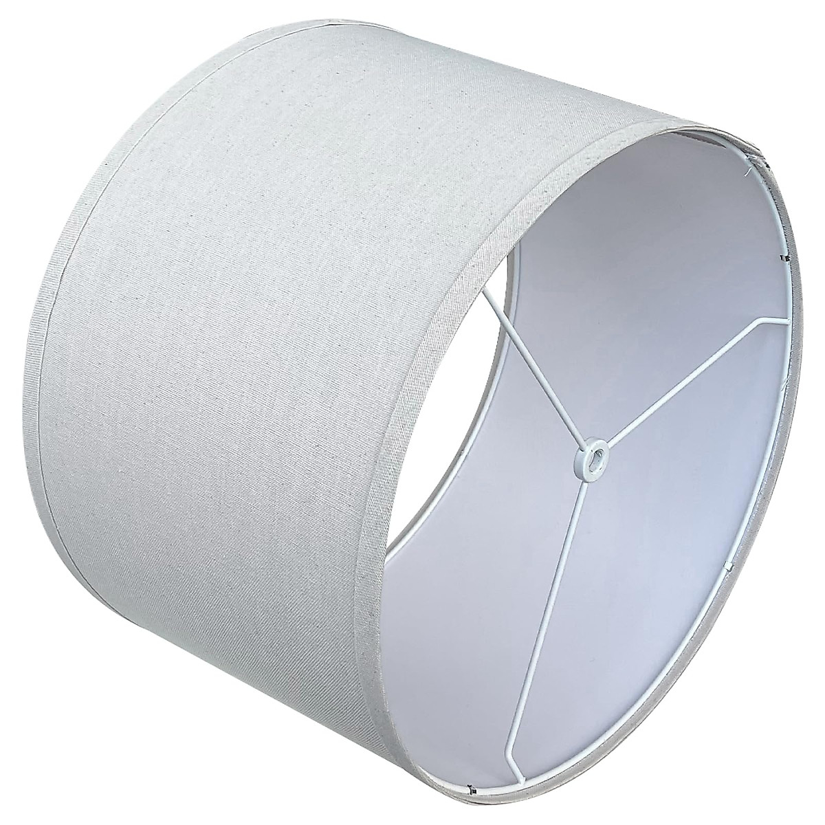 TOOTOO STAR Brown Drum Lamp Shade 13.25"x14.25"x9" inches Assembly Required Natural Linen Lampshade for Table Lamp,Bedside Lamp,Floor Lamp