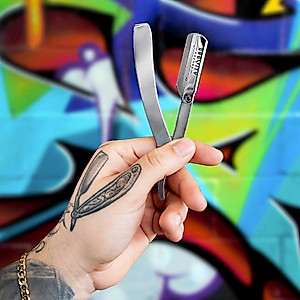 Professional Straight Razor - Minimal Exposure Straight Razor Kit with 10 Gravity Premium Blades, 5mm Exposed (Chicago)