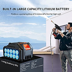Portable Cordless Power Washer，Mini Cordless Pressure Washer Gun 21v Lithium Battery 160w Power 100bar Portable Car Washer/Garden/Outdoor Cleaning/Extension Bar