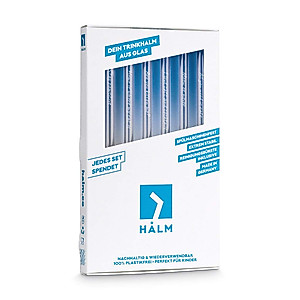 HALM Glass Straws - Cat Sayings Edition - 6 Reusable Drinking Straws With Engraved Cats Quotations 20cm (8 in) - funny cat quotes, are you kitten me - Made in Germany - Dishwasher Safe - Eco-Friendly