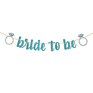 WeBenison Bride to Be Banner, Bride Shower Party Supplies, Engagement Bachelorette Wedding Party Decorations Blue Glitter