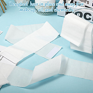 Juinte 300 Pcs Disposable Spa Facial Headbands Stretch Non Woven Spa Headbands Elastic Skincare Head Wraps Soft Skin Care Hair Band with Convenient Closure for Women Girl Makeup Salon Supplies (White)