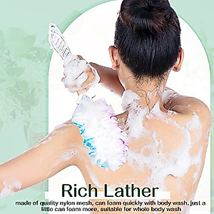 5 Pieces Loofah Back Scrubber for Shower Long Handle Bath Body Brush Shower Brush with Long Handled Deep Cleansing and Exfoliating Bath Loofah Sponge for Men Women in Bathing Accessories