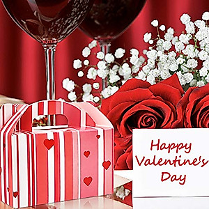 Moretoes 52 Pack Valentine Gable Treat Boxes Cardboard Paper Goodie Boxes Party Supplies, Candy Treat Cookie Boxes