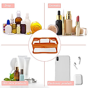 Transparent Makeup Bag Zipper Waterproof Handbag Portable Travel Storage Pouch 2 Pcs (Orange, Yellow)