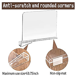 Hmyomina 6pcs Shelf Dividers for Closet Organization, Acrylic Shelf Dividers for Wood Shelf and Cabinets Shelf in Bedroom, Kitchen and Office
