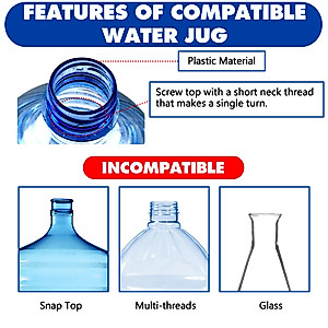 Calvana 6pk 53mm Reusable Water Jug Caps, Lids for 3 and 5 Gallon Water Jug, Water Bottle Cover Screw Top, Compatible with American Maid Plastic Water Bottles and Jugs Ranging, PP Material, White