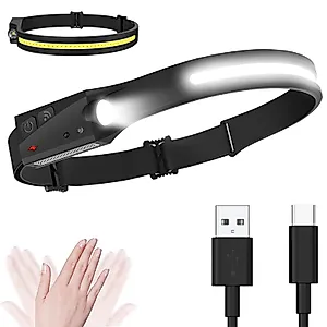 CATO Lightweight Headlamp Flashlight, USB Rechargeable Outdoor Headlamp, Super Bright Wide Beam and Focus Light Switch Waterproof Soft Silicone Headlight for Camping Hiking Fishing Running,1pcs