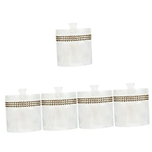 Cabilock Resin Swab Box Decor Storage Boxes with Lids Makeup Storage Organizer Box 5pcs Bathroom Canisters Jars Hair Band Holder Makeup Cotton Storage Jar Cotton Pad Container