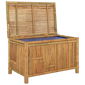 'vidaXL Farmhouse Style Bamboo Garden Storage Box - Versatile Outdoor Storage Bench with Ample Space and Weather Resistance., Brown, 319875