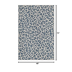 Rugs.com Outdoor Safari Collection Rug – 4' x 6' Blue Flatweave Rug Perfect for Entryways, Kitchens, Breakfast Nooks, Accent Pieces