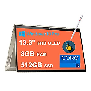 HP Flagship Envy x360 13 2-in-1 Laptop 13.3" FHD OLED Touchscreen 11th Gen Intel 4-Core i7-1165G7 8GB RAM 512GB SSD Intel Iris Xe Graphic Backlit Fingerprint Thunderbolt Win10Pro Pale Gold + Pen