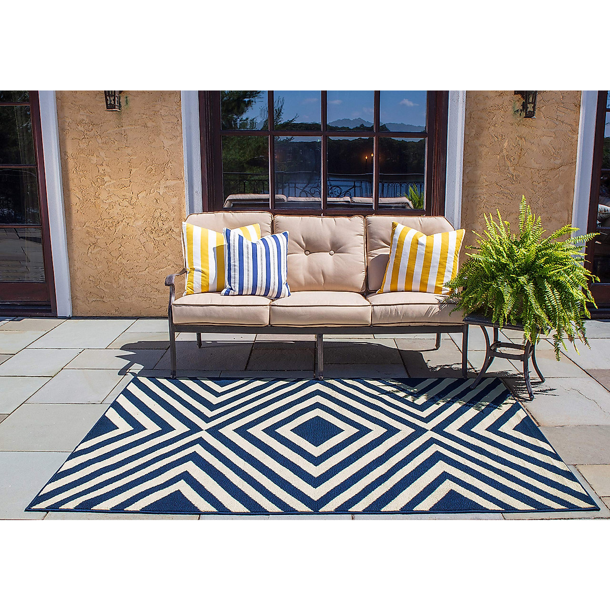 Momeni Rugs , Baja Collection Contemporary Indoor & Outdoor Area Rug, Easy to Clean, UV protected & Fade Resistant, 2'3" x 7'6" Runner, Navy Blue