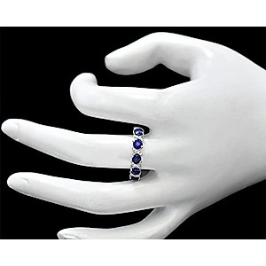 4 MM Natural Blue Sapphire Ring 925 Sterling Silver September Birthstone Cluster Ring Sapphire Jewelry Art Deco Ring Engagement Gift For Girlfriend (RG-7798) (Yellow Gold Plated Silver, 8 US)