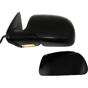 Kool Vue Left Power Heated Mirror Compatible With Chevrolet Silverado 1500 2003-2006 Manual Fold With Signal Light & Puddle Lamp; Without Blind Spot, Memory & Auto-Dimming with 2 Caps Extended Cab