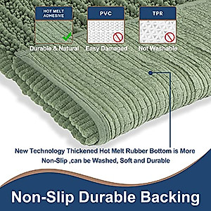 H.VERONNEX Luxury Chenille Sage Green Bathroom Rugs Sets 2 Piece, Thickened Hot Melt Rubber Bottom Bath Mats for Bathroom Non Slip,Bath Rugs Quick Dry Machine Washable for Shower Mat,Puppy-Loved Mat