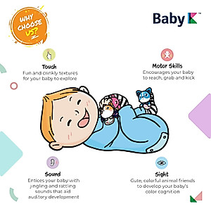 BABY K Baby Rattle Socks for Girls & Boys (Pet Set) - Baby Toys 6-12 Months - Baby Wrist Rattles and Foot Rattles - Baby Toys for Newborns As Gift - Easy to Wear Baby Rattle Toys