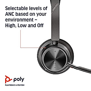 Poly - Voyager Focus 2 UC USB-C Headset (Plantronics) - Bluetooth Dual-Ear (Stereo) Headset with Boom Mic - USB-C PC/Mac Compatible - Active Noise Canceling - Works with Teams, Zoom (Certified) & More