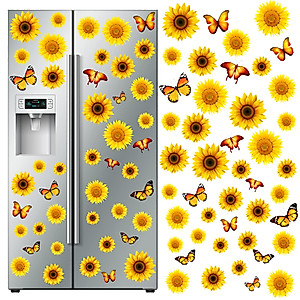45 Pieces Butterfly Sunflower Magnet Car Refrigerator Magnets Removable Butterfly Sunflower Kitchen Decor and Accessories Cute Flower Magnets Vintage Magnets for Whiteboard Home Office